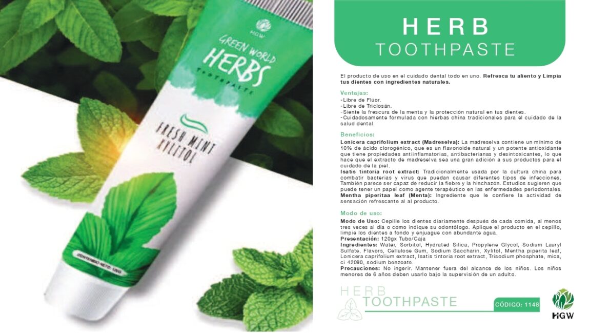 Pasta Dental Herb Toothpaste - HGW MUNDIAL HEALTH GREEN WORLD | LA ...